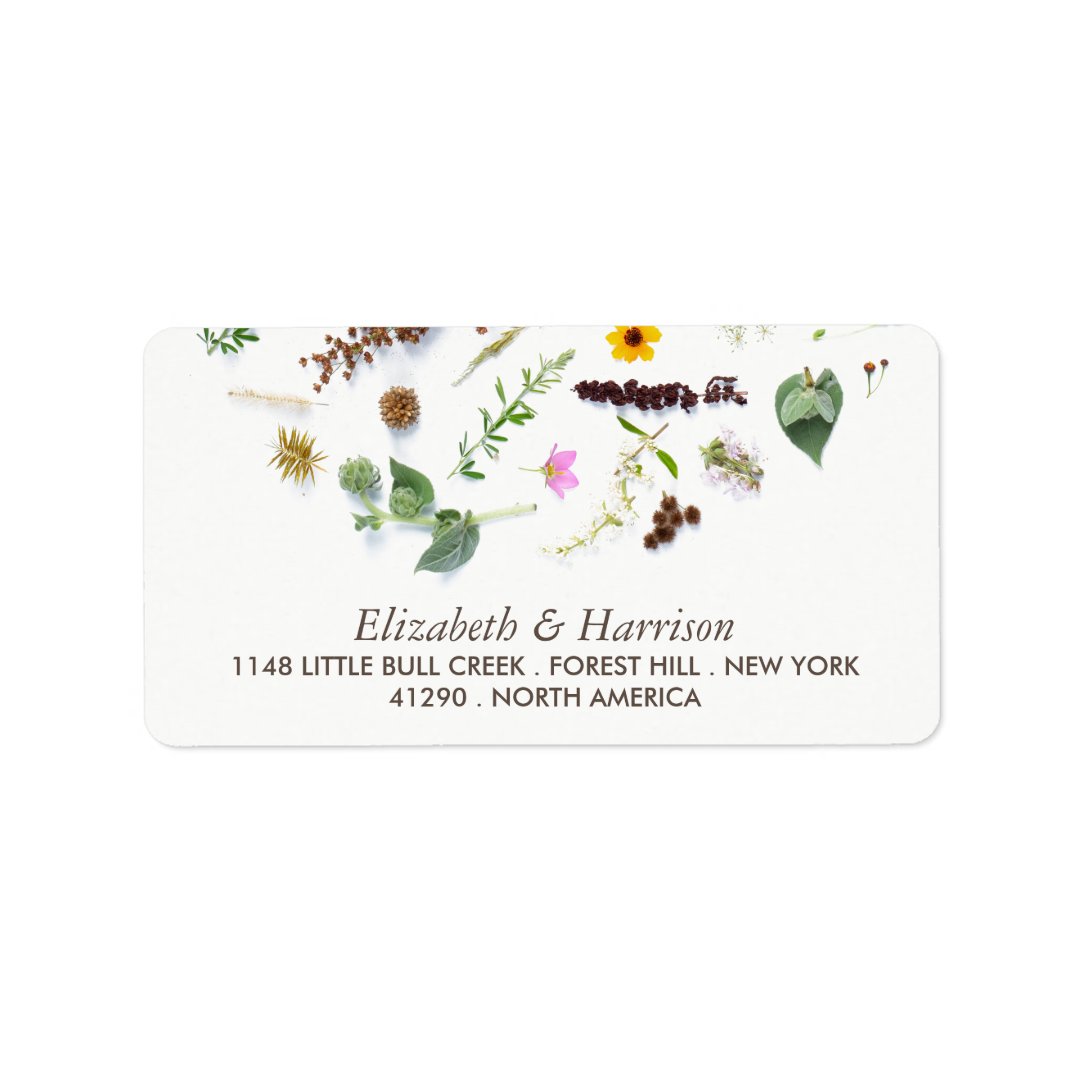 Simple Elegant Botanical Wild Flower Wedding Label | Zazzle