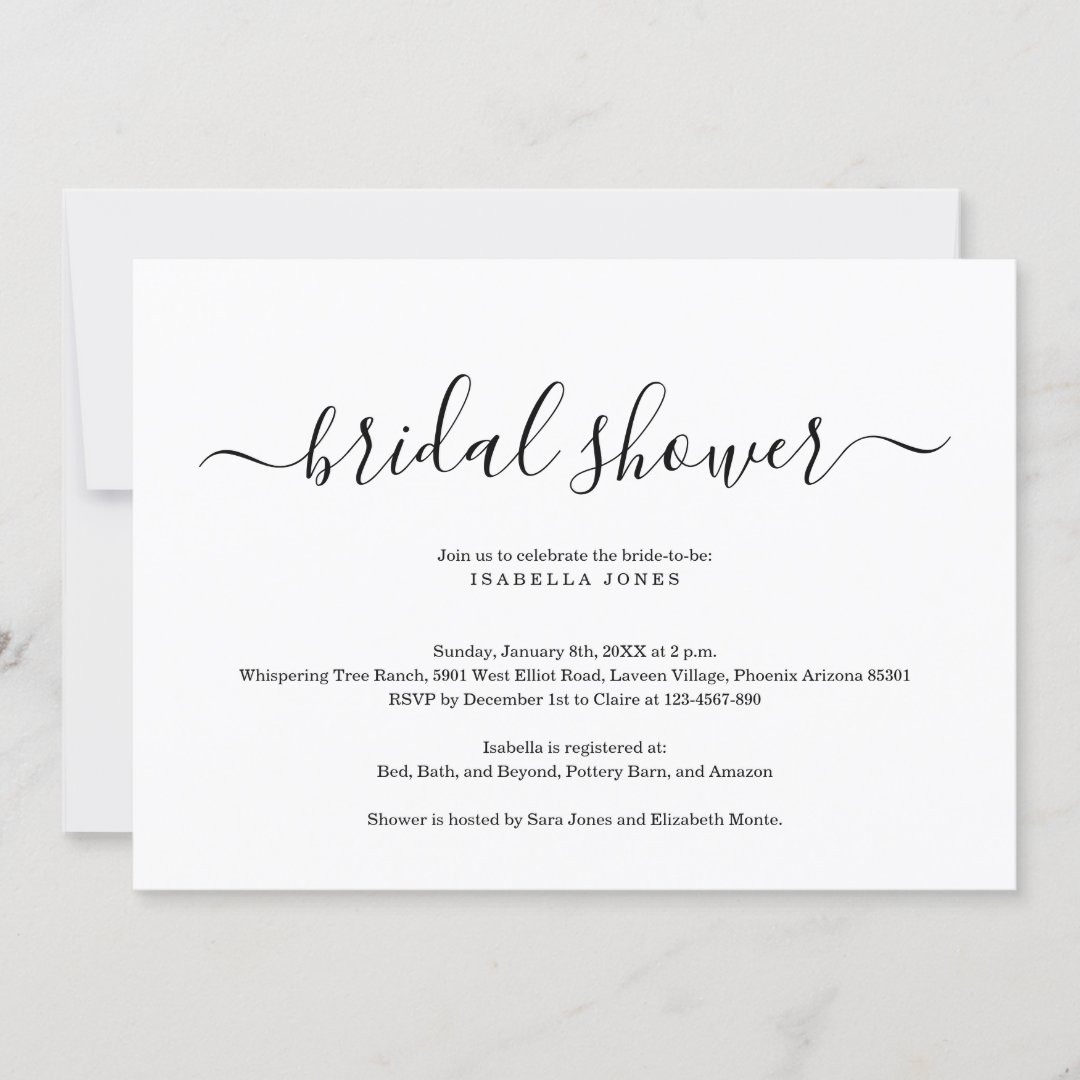 Simple Elegant Bridal Shower Invitation | Zazzle