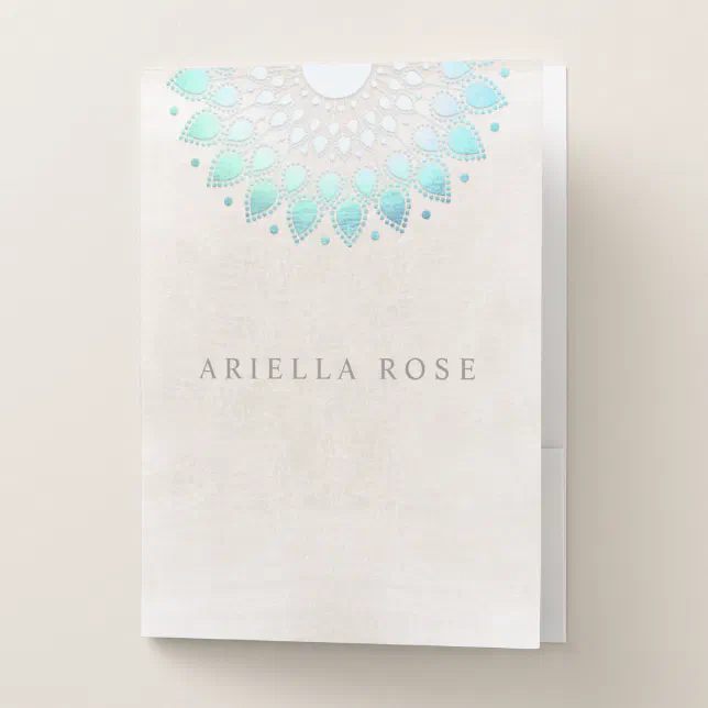 Simple Elegant Brushed White Marble Professional Pocket Folder | Zazzle