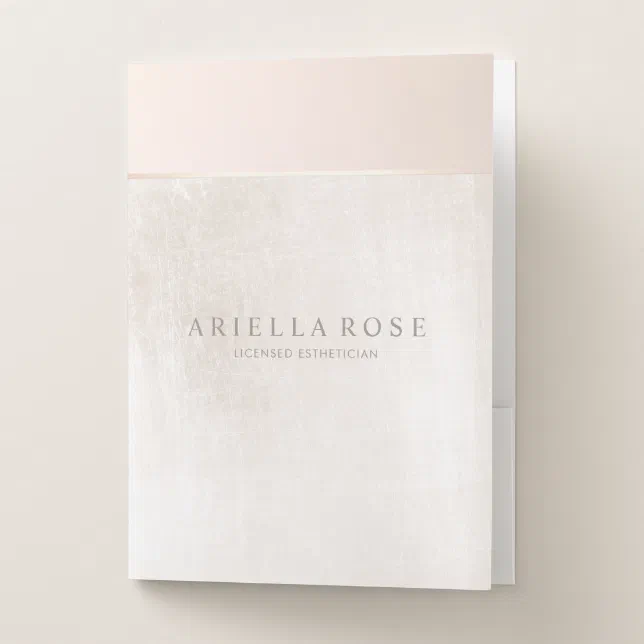 Simple Elegant Brushed White Marble Professional Pocket Folder | Zazzle