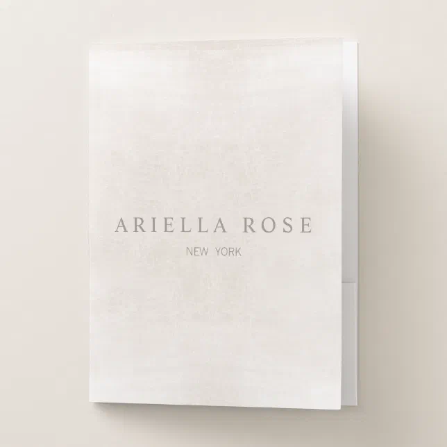 Simple Elegant Brushed White Marble Professional Pocket Folder | Zazzle