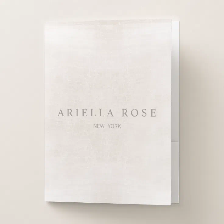 Simple Elegant Brushed White Marble Professional Pocket Folder | Zazzle