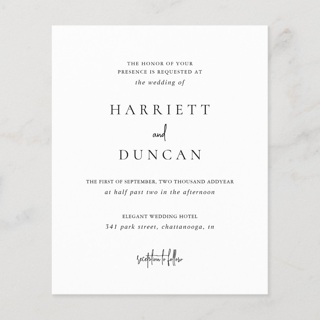 Simple Elegant Budget Wedding Invitation | Zazzle