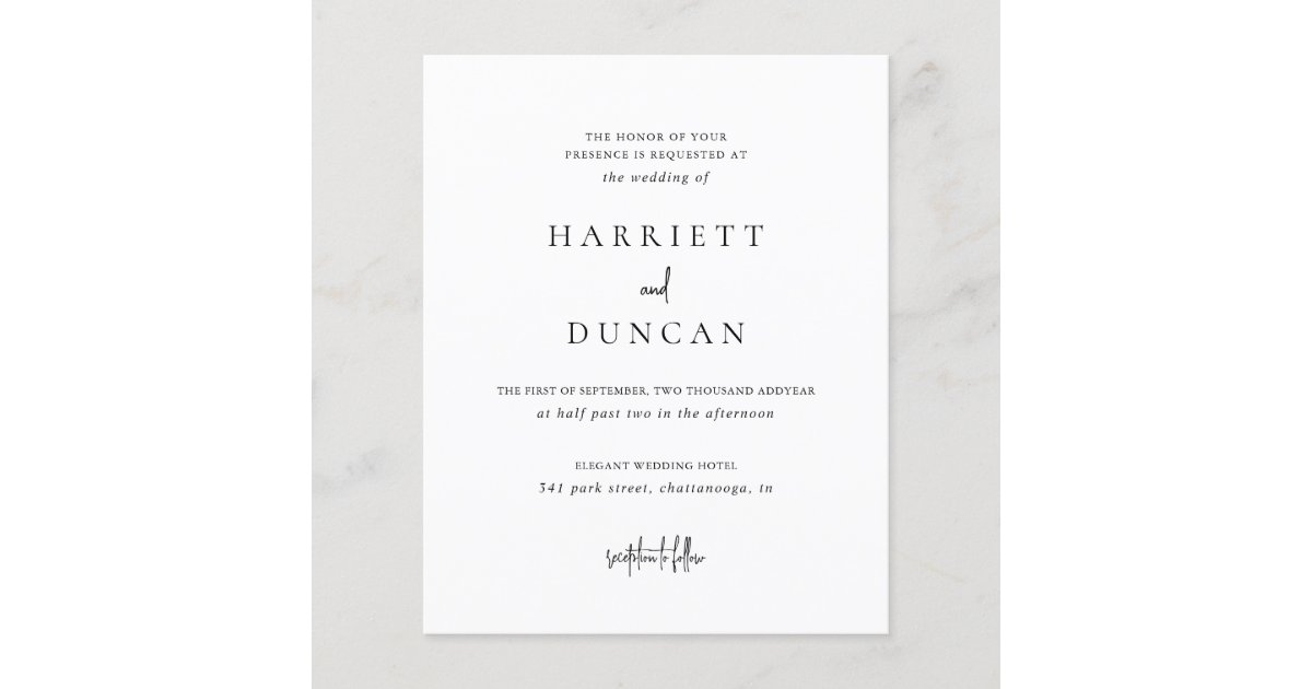 Simple Elegant Budget Wedding Invitation | Zazzle