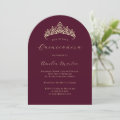 Simple Elegant Burgundy Gold Tiara Quinceanera Invitation | Zazzle