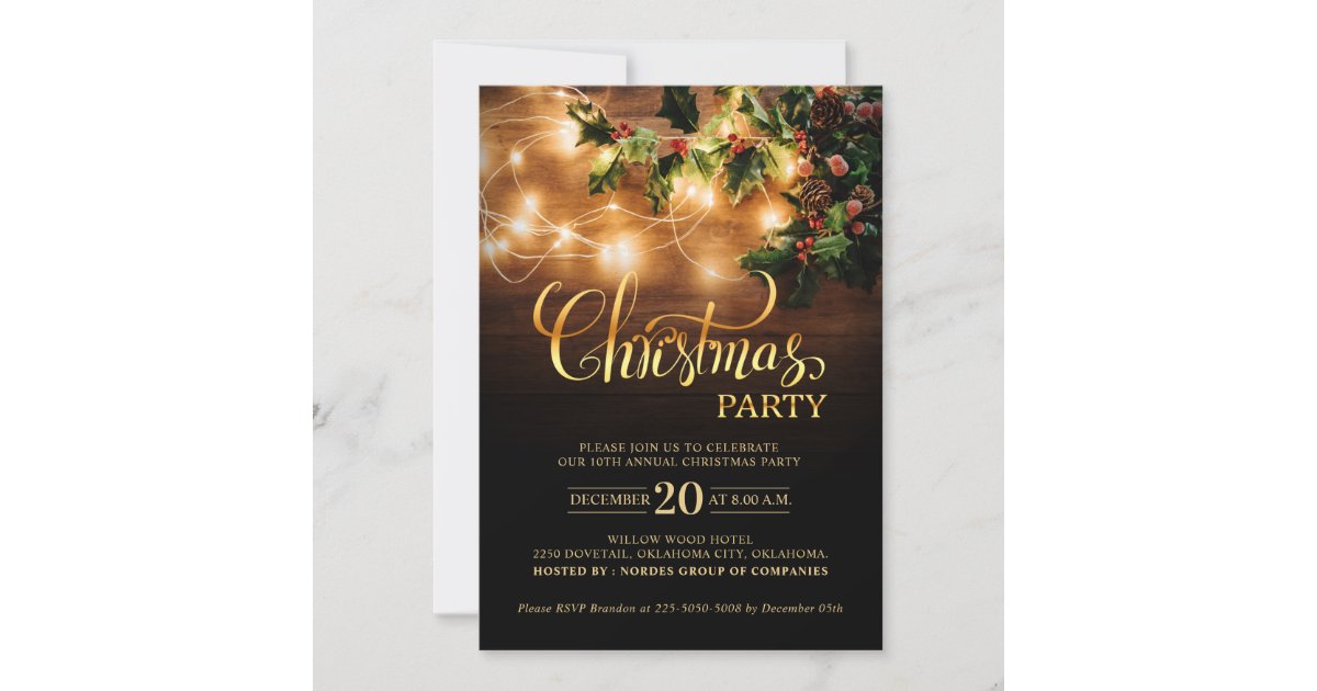 Simple Elegant Business Christmas Holiday Party Invitation | Zazzle