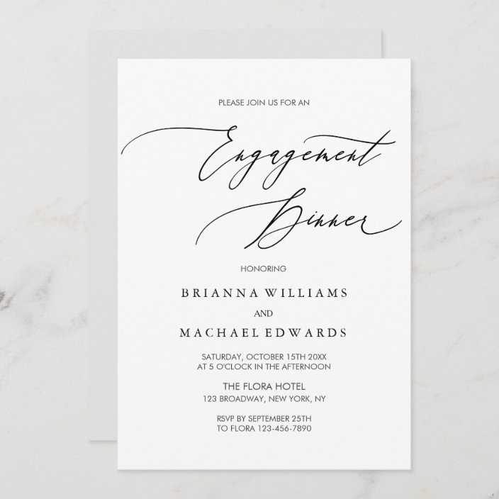 Simple Elegant Calligraphy Engagement Dinner Invitation | Zazzle.com