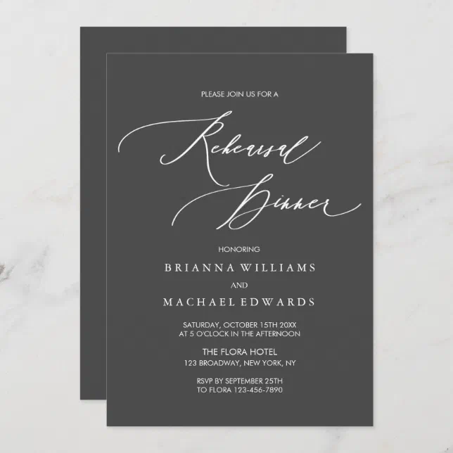 Simple Elegant Calligraphy Rehearsal Dinner Invitation | Zazzle