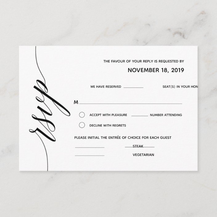 Simple Elegant Calligraphy RSVP Response card | Zazzle.com