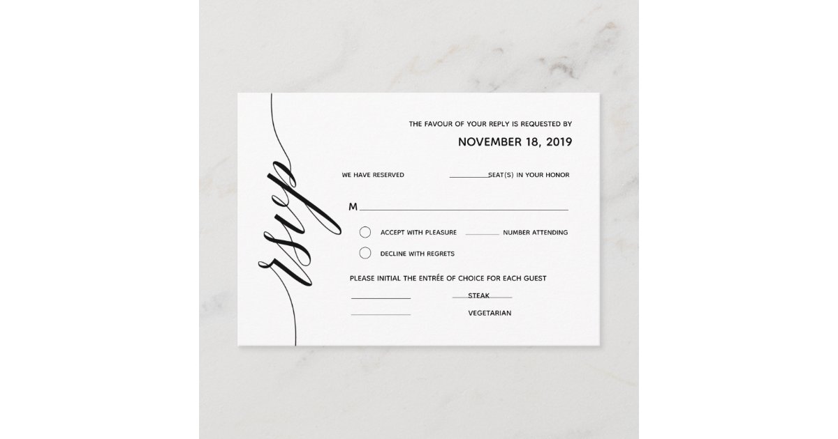 Simple Elegant Calligraphy RSVP Response card | Zazzle