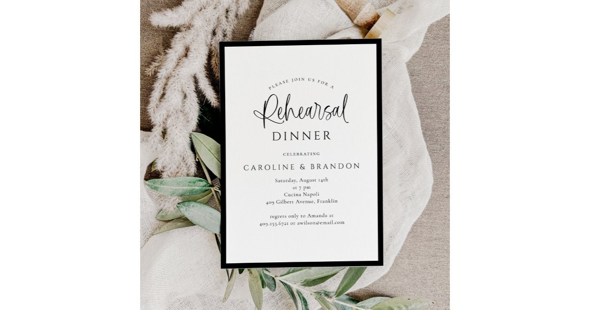 Simple Elegant Calligraphy Script Rehearsal Dinner Invitation | Zazzle