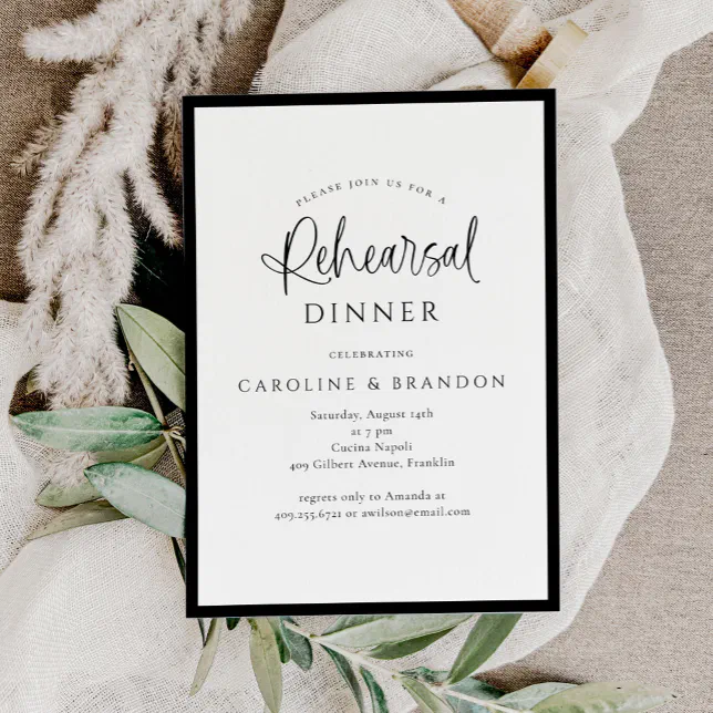 Simple Elegant Calligraphy Script Rehearsal Dinner Invitation | Zazzle