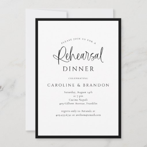 Simple Elegant Calligraphy Script Rehearsal Dinner Invitation | Zazzle