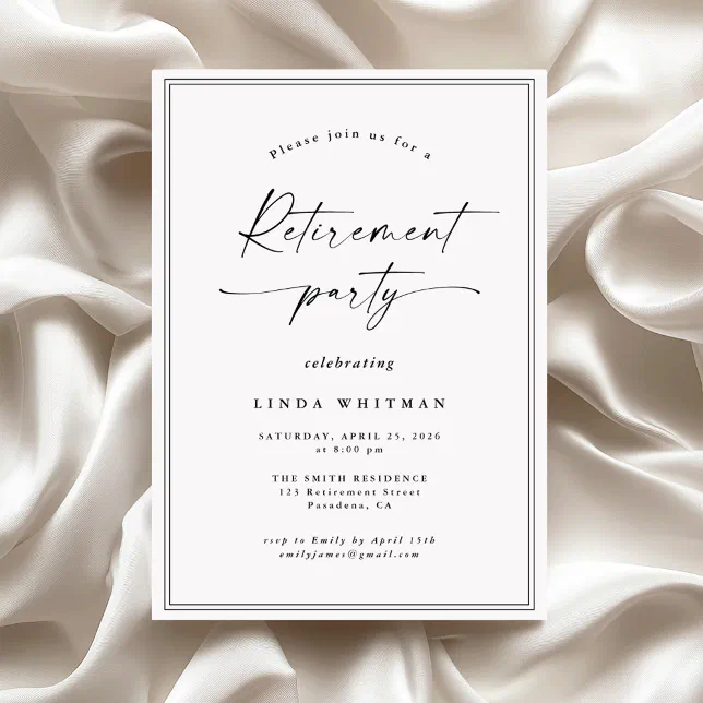 Simple Elegant Calligraphy Script Retirement Party Invitation | Zazzle