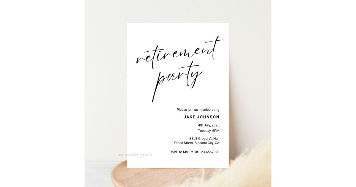 Simple Elegant Calligraphy Script Retirement Party Invitation | Zazzle