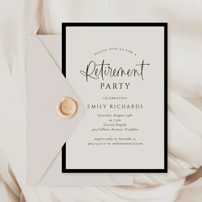 Simple Elegant Calligraphy Script Retirement Party Invitation | Zazzle