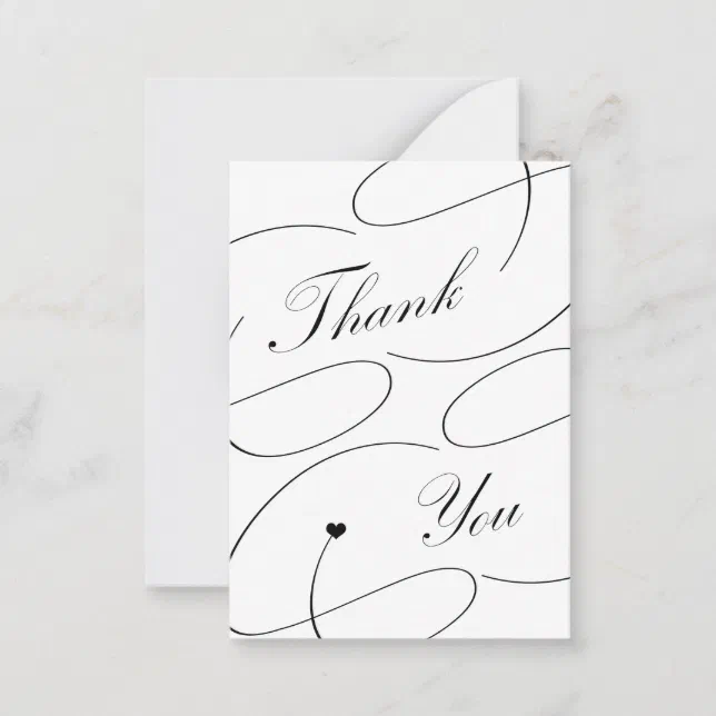 Simple elegant calligraphy script thank you note card | Zazzle
