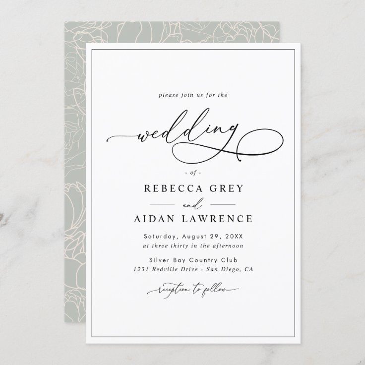 Simple Elegant Calligraphy Script Wedding Invitation | Zazzle