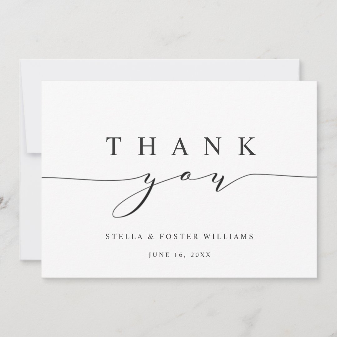 Simple & Elegant Calligraphy Thank You Card | Zazzle