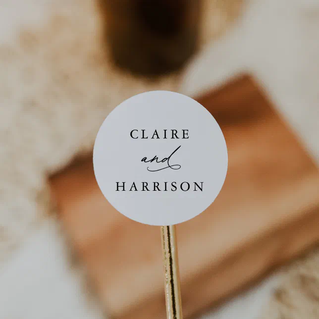 Simple Elegant Calligraphy Wedding Classic Round Sticker | Zazzle