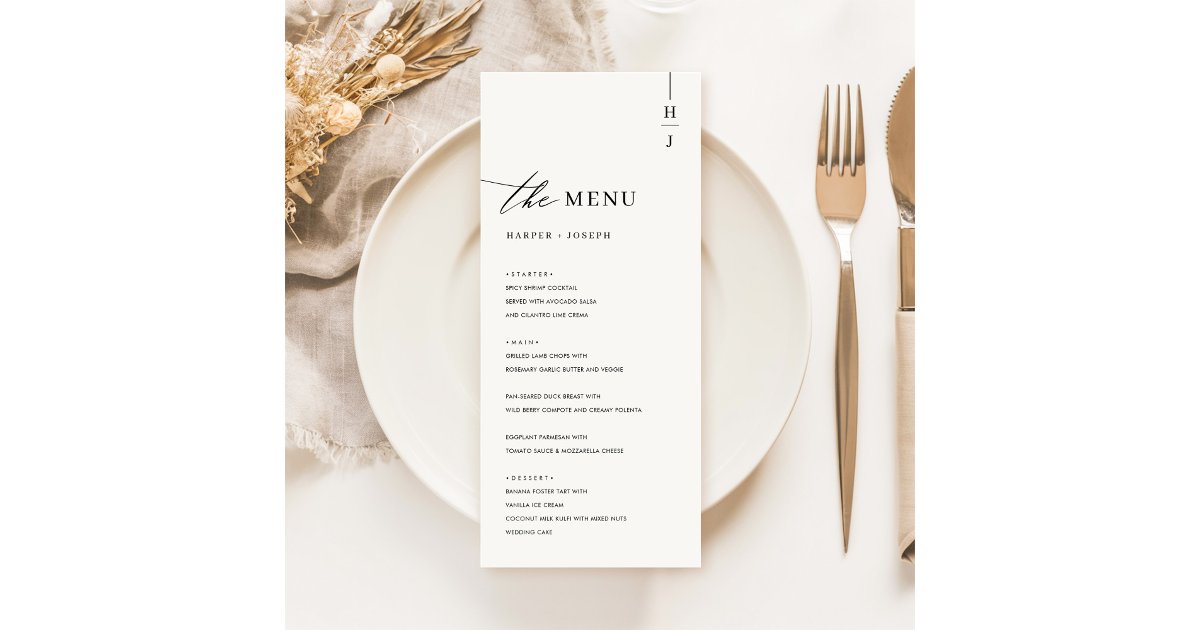 Simple Elegant Calligraphy Wedding Menus | Zazzle