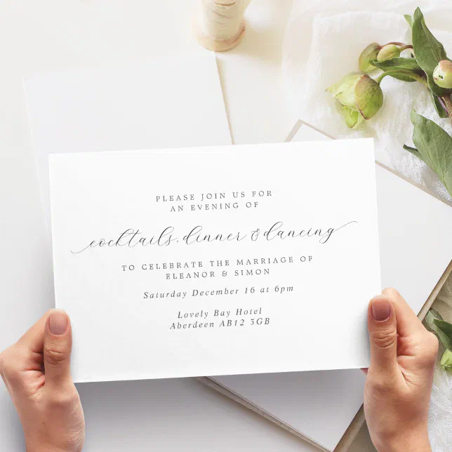 Simple Elegant Calligraphy Wedding Reception Invitation | Zazzle