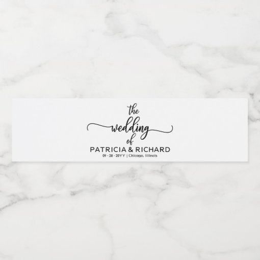 Simple Elegant Calligraphy Wedding Water Bottle Label | Zazzle
