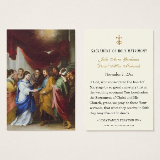 Simple Elegant Catholic Wedding Holy Card | Zazzle