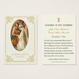Simple Elegant Catholic Wedding Holy Card | Zazzle