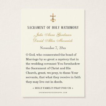 Simple Elegant Catholic Wedding Holy Card | Zazzle