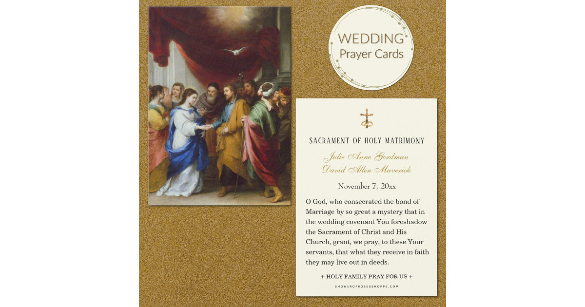 Simple Elegant Catholic Wedding Holy Card | Zazzle