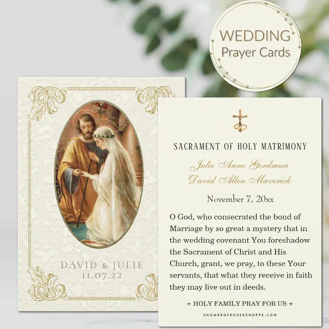 Simple Elegant Catholic Wedding Holy Card | Zazzle