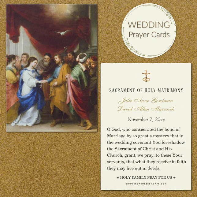Simple Elegant Catholic Wedding Holy Card | Zazzle