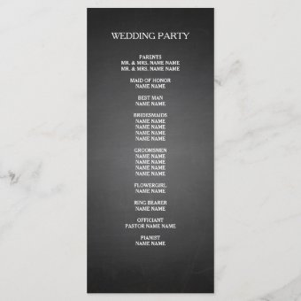 Simple Elegant Chalkboard Wedding Programs | Zazzle