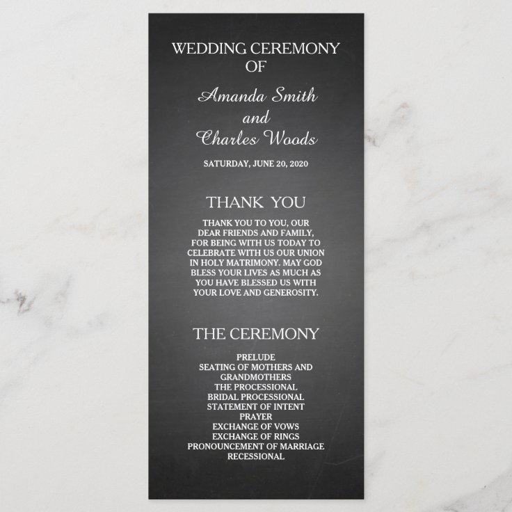 Simple Elegant Chalkboard Wedding Programs | Zazzle