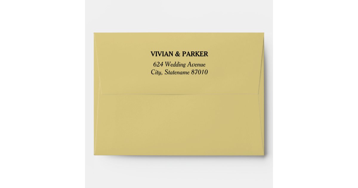 Simple Elegant Champagne Gold and Black Wedding Envelope | Zazzle