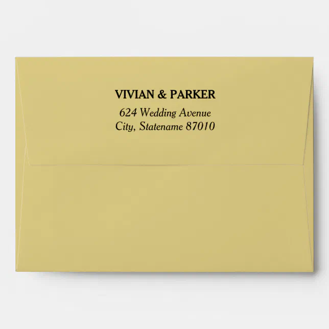 Simple Elegant Champagne Gold and Black Wedding Envelope | Zazzle