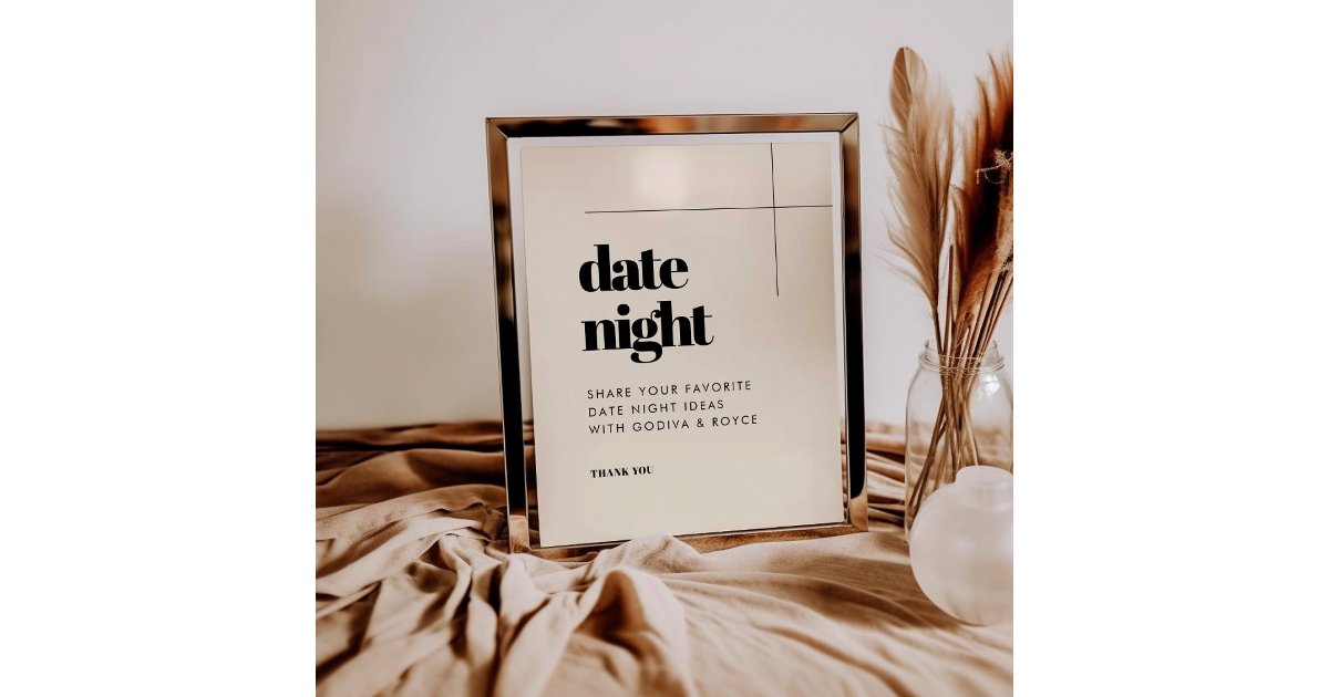 Simple elegant & chic Date night ideas sign | Zazzle