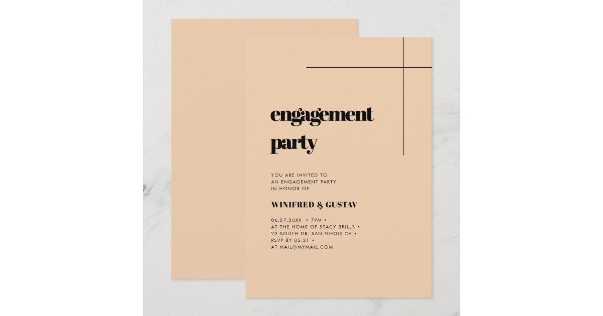 Simple elegant & chic engagement party invitation | Zazzle
