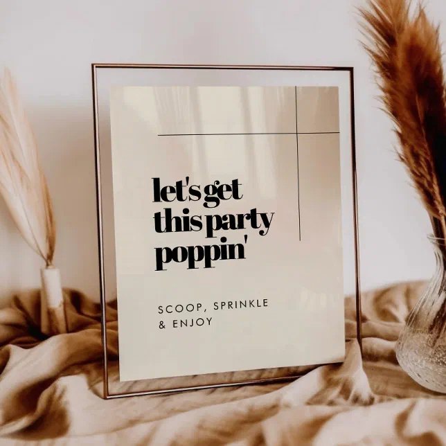 Simple elegant & chic Let's get this party poppin Poster | Zazzle