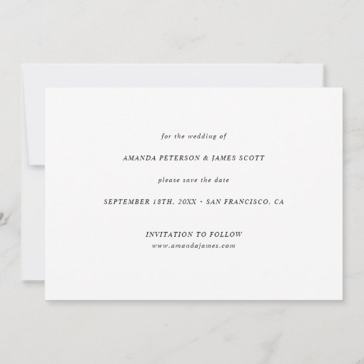 Simple Elegant Chic Photo Wedding Save the Date Invitation | Zazzle