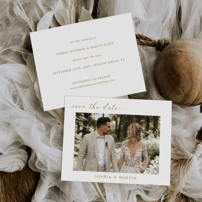 Simple Elegant Chic Photo Wedding Save the Date Invitation Postcard ...