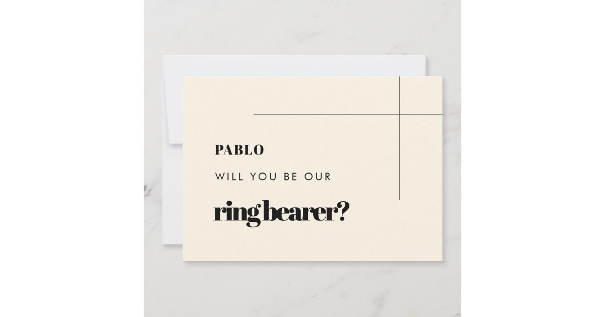Simple elegant & chic Ring Bearer Proposal card | Zazzle