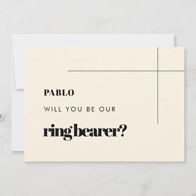 Simple elegant & chic Ring Bearer Proposal card | Zazzle