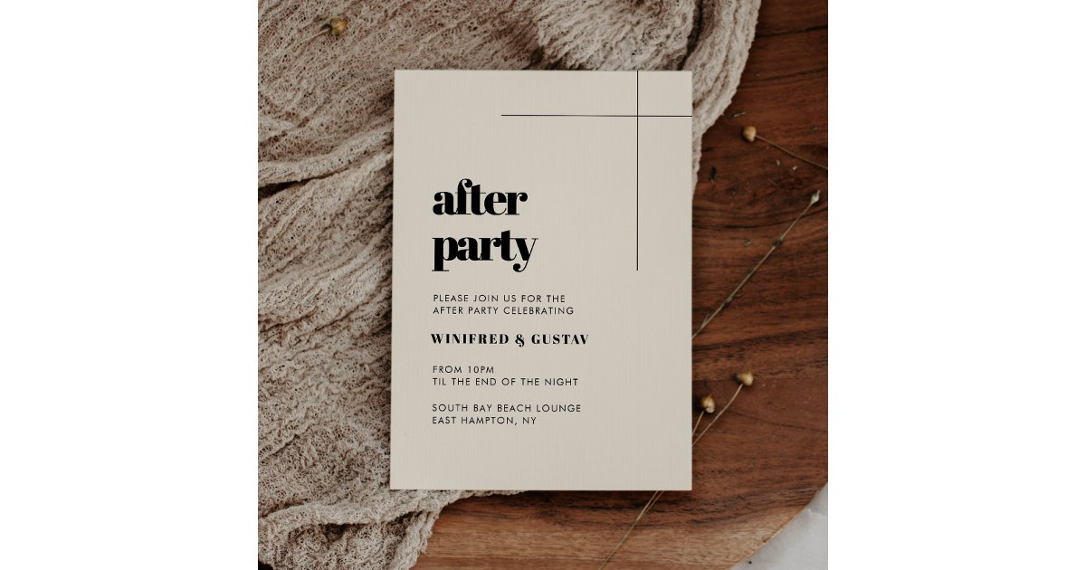 Simple elegant & chic wedding after party invitation | Zazzle