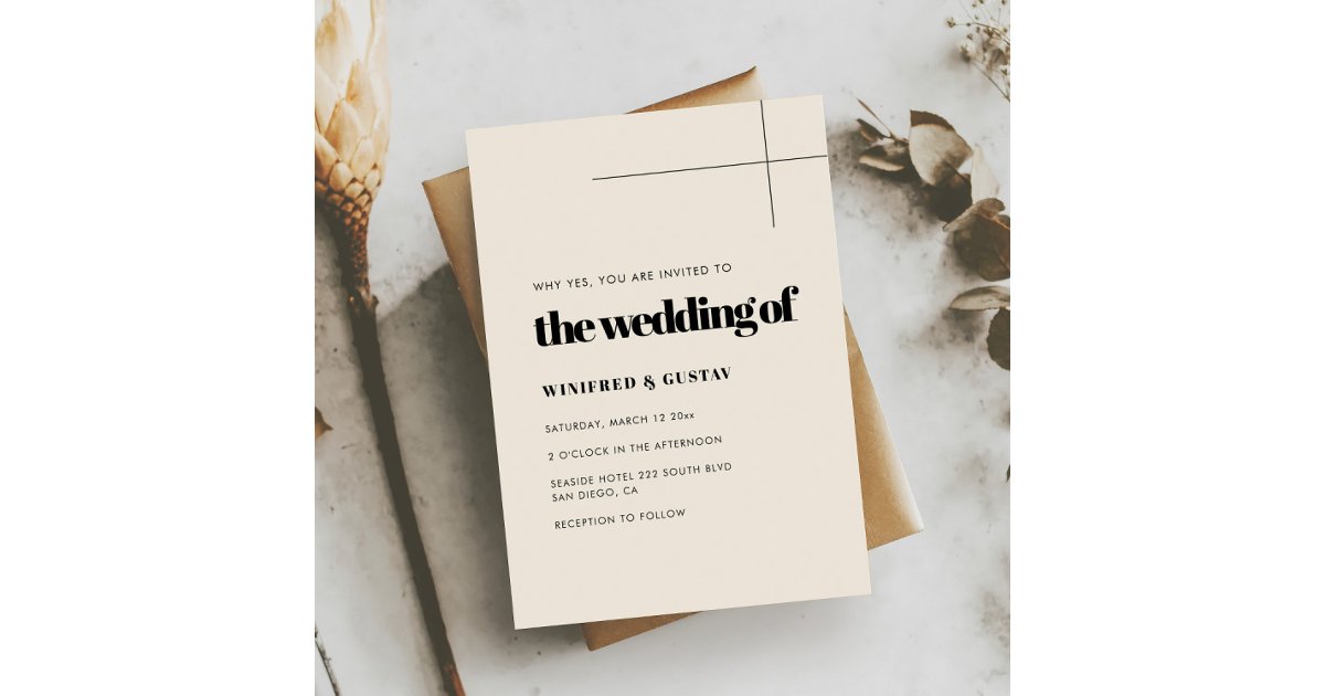 Simple elegant & chic wedding invitation | Zazzle