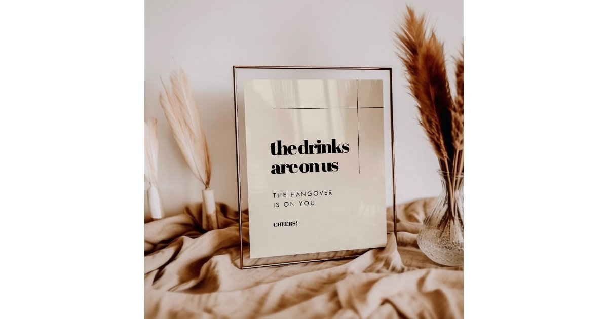 Simple elegant & chic wedding Open bar sign | Zazzle