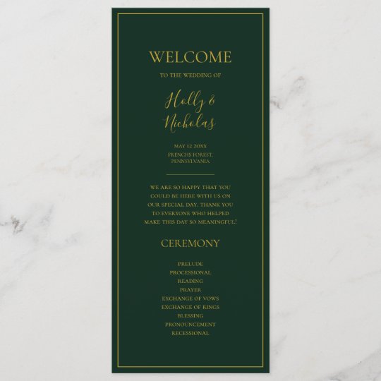 Simple Elegant Christmas | Green Wedding Program | Zazzle.com