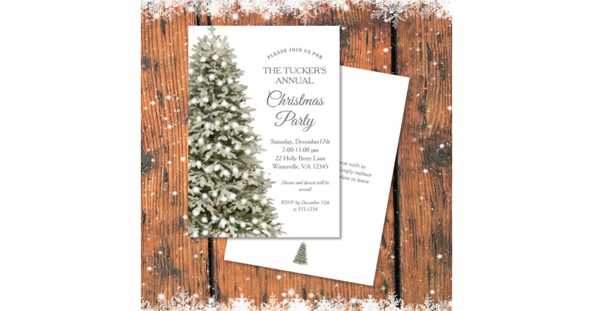 Simple Elegant Christmas Tree Christmas Party Invitation | Zazzle