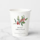 Simple Elegant Christmas Watercolor Botanical Paper Cups | Zazzle